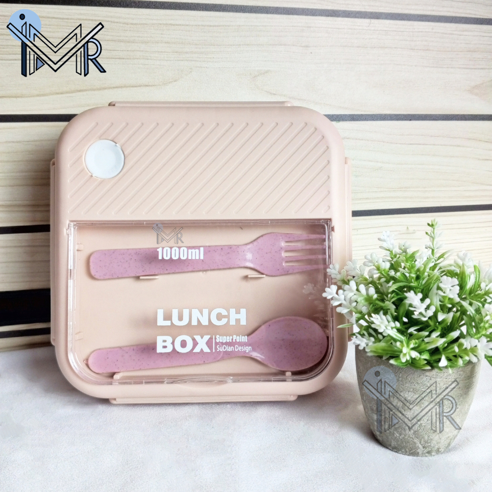 Jual KOTAK MAKAN/TEMPAT BEKAL MAKAN/LUNCH BOX KOTAK + FREE SENDOK & GARPU | Shopee Indonesia