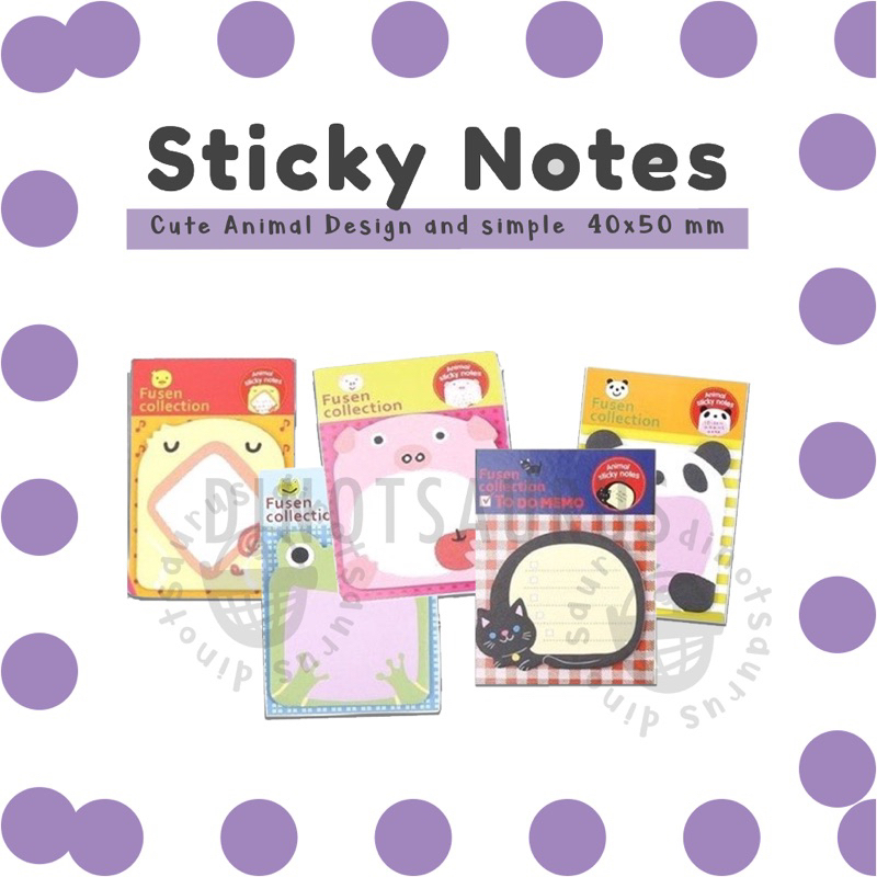 Jual Sticky Notes Animal (Chick, Cat, Pig, Panda, Frog, 40x50mm 100 ...