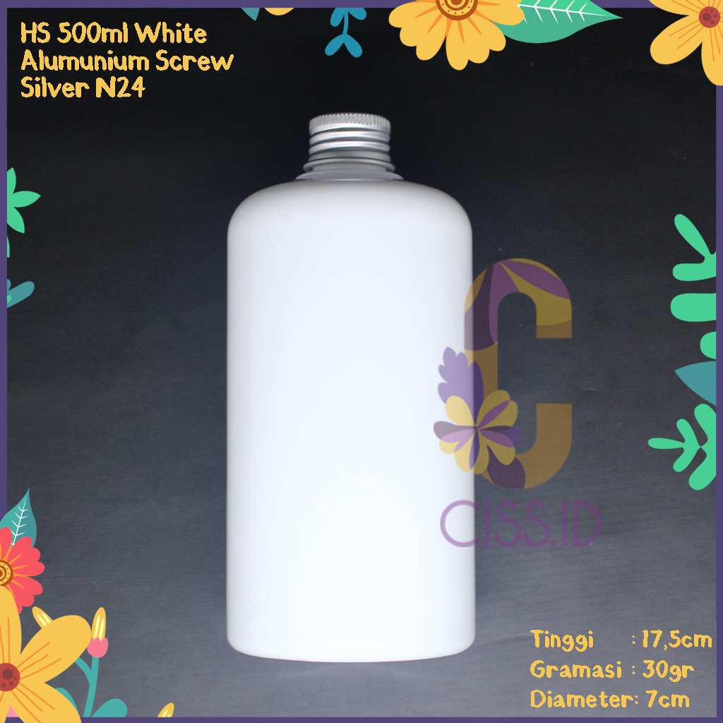 Jual BOTOL HS 500ML PUTIH TUTUP ALUMUNIUM ULIR SILVER N24 IMPORT PET ...