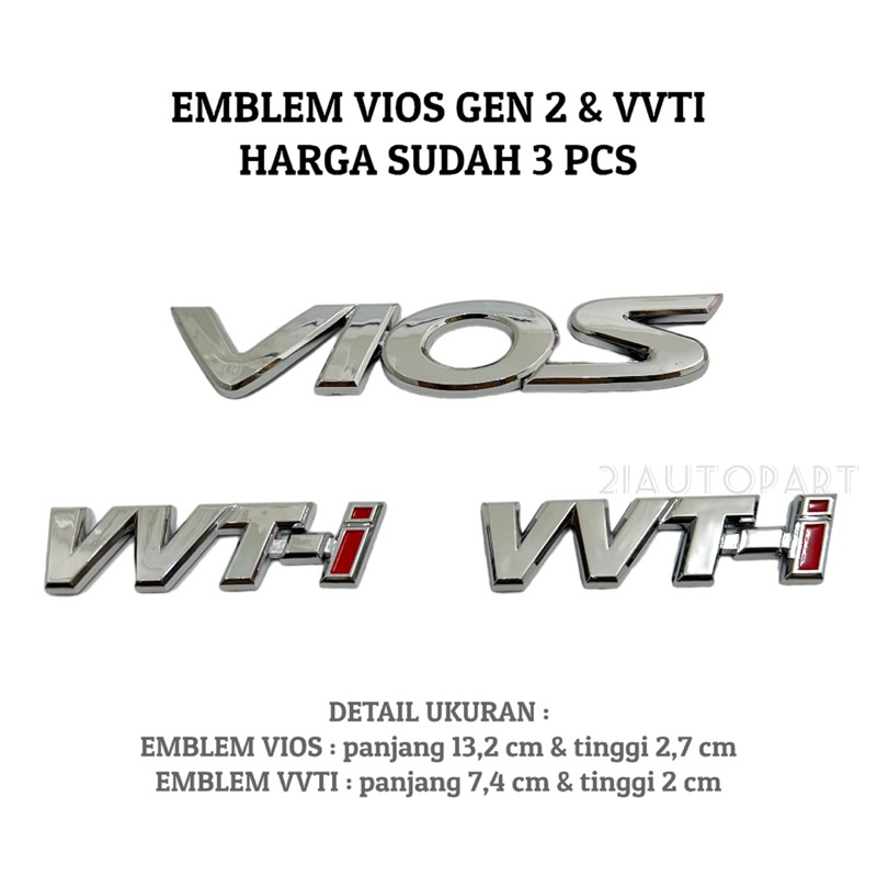 Jual Emblem Logo Mobil Vios Gen 2 dan VVTI Harga Sudah 3PCS | Shopee ...