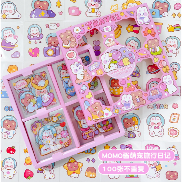 Jual Stickers BOX 100 lembar PVC deco / Sticker set aesthetic plastik ...