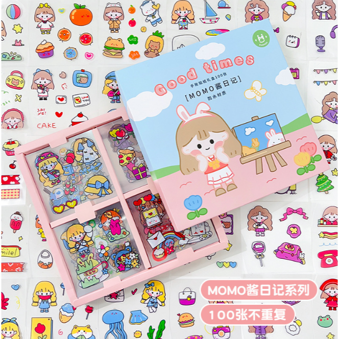 Jual Stickers BOX 100 lembar PVC deco / Sticker set aesthetic plastik ...