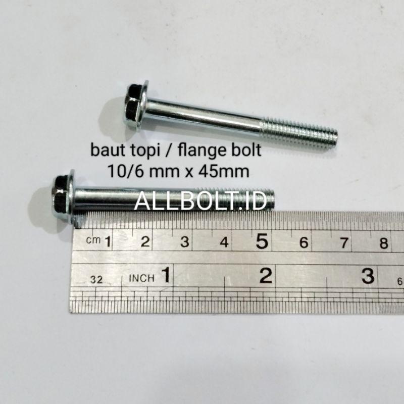 Jual Baut 10 topi baut flange bolt 10 / 6mmx50mm ( 5biji ) | Shopee ...