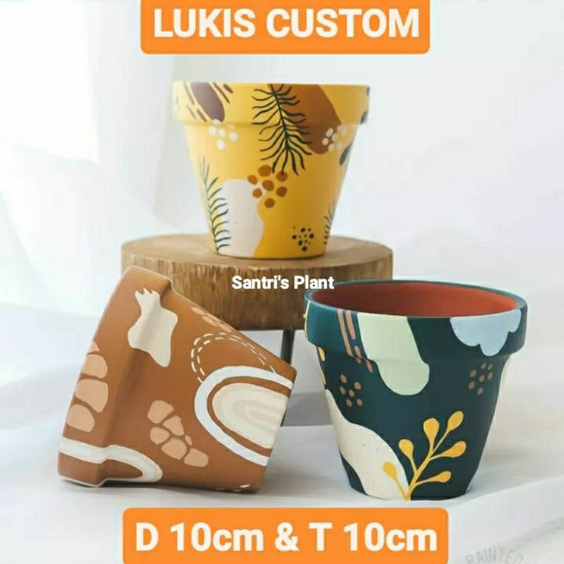 Jual 10CM | POT LUKIS CUSTOM GAMBAR TULISAN MOTIF | POT GERABAH | POT ...