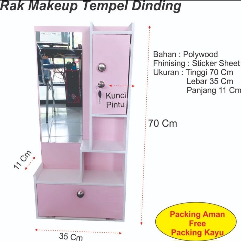 Jual Rak Cermin Rias Gantung Dinding Ukuran 70 x 35 x 11 Cm | Shopee ...