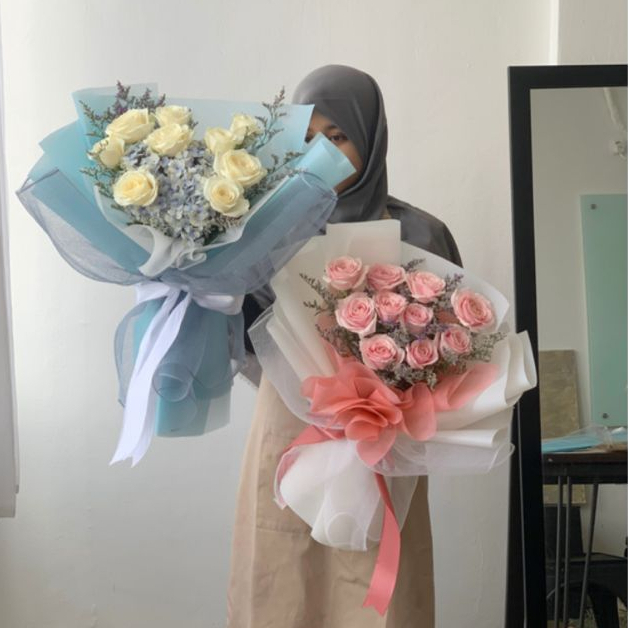 Jual BOUQUET BUNGA "Joy Blue / Flamingo" ( FRESH FLOWER/BUNGA ASLI ...
