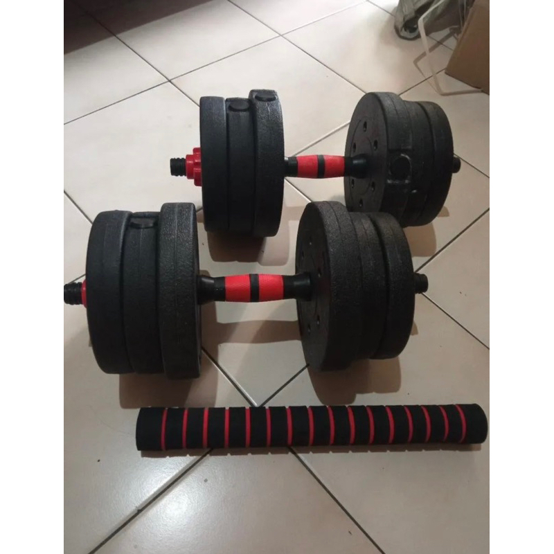 Jual dumbel set PVC PORTABLE 20 kg barbel set pvc adjustable latihan ...