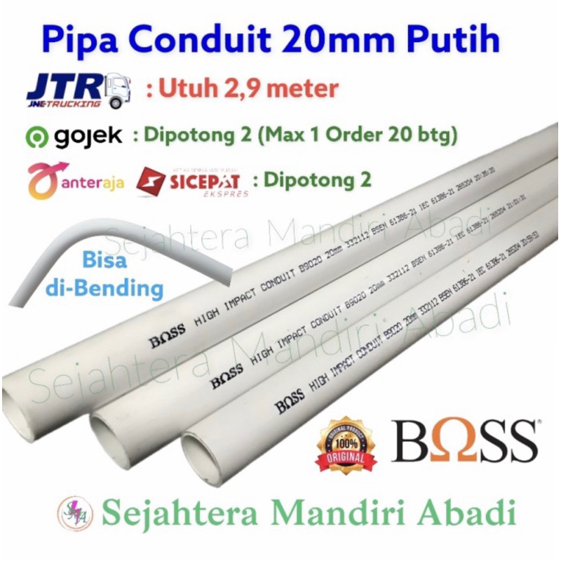 Jual Pipa Listrik Boss 20mm Putih Pipa Conduit 20mm Boss Konduit Bisa Bending | Shopee Indonesia