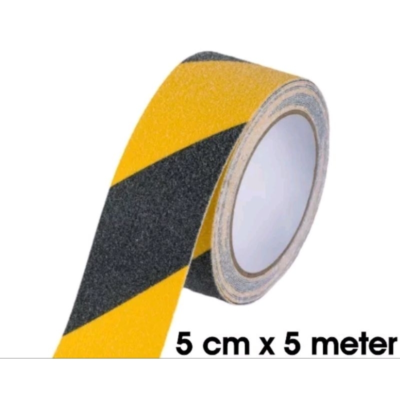 Jual Anti Slip Tape Lakban anti Licin sticker safety lantai tangga hitam kuning 5cm x 5m (SBD ...