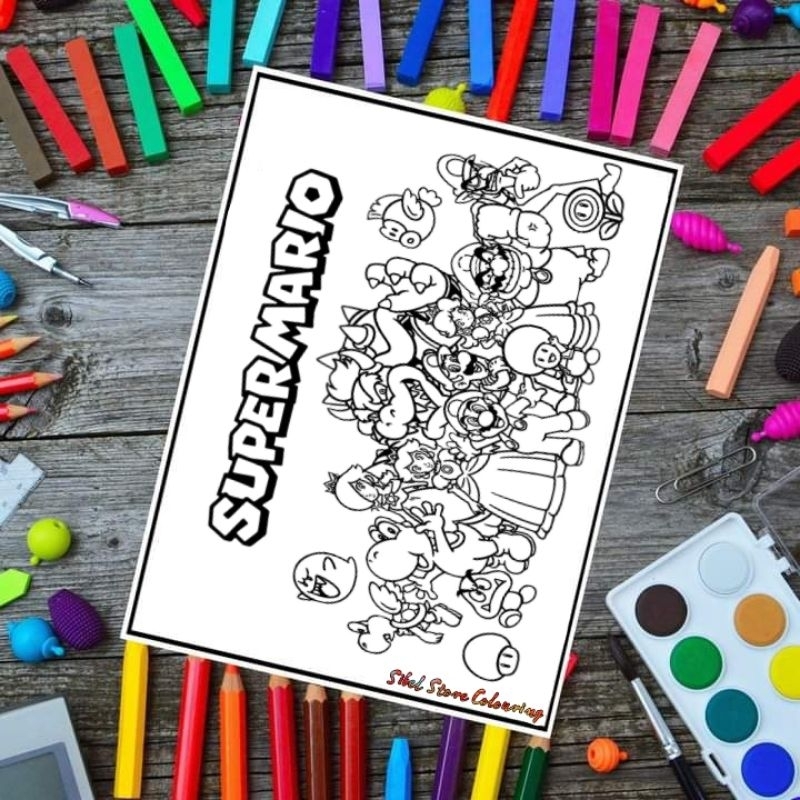 Jual Kertas Mewarnai Gambar Anak Tema Super Mario V4 - Kertas Brief ...