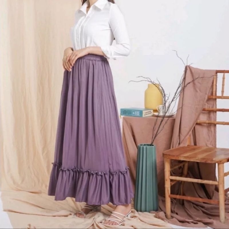 Jual Rok Susun Plisket Ruffle Clara Hayget Premium // Rok Ruffle ...