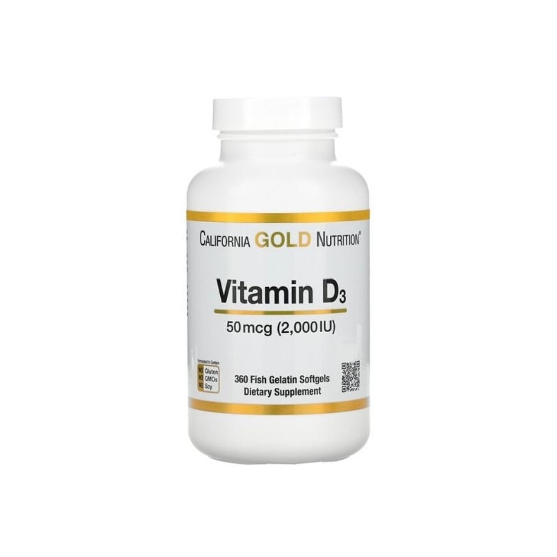 Jual California Gold Nutrition Vitamin D3 50 mcg 2000 IU 360 Fish ...