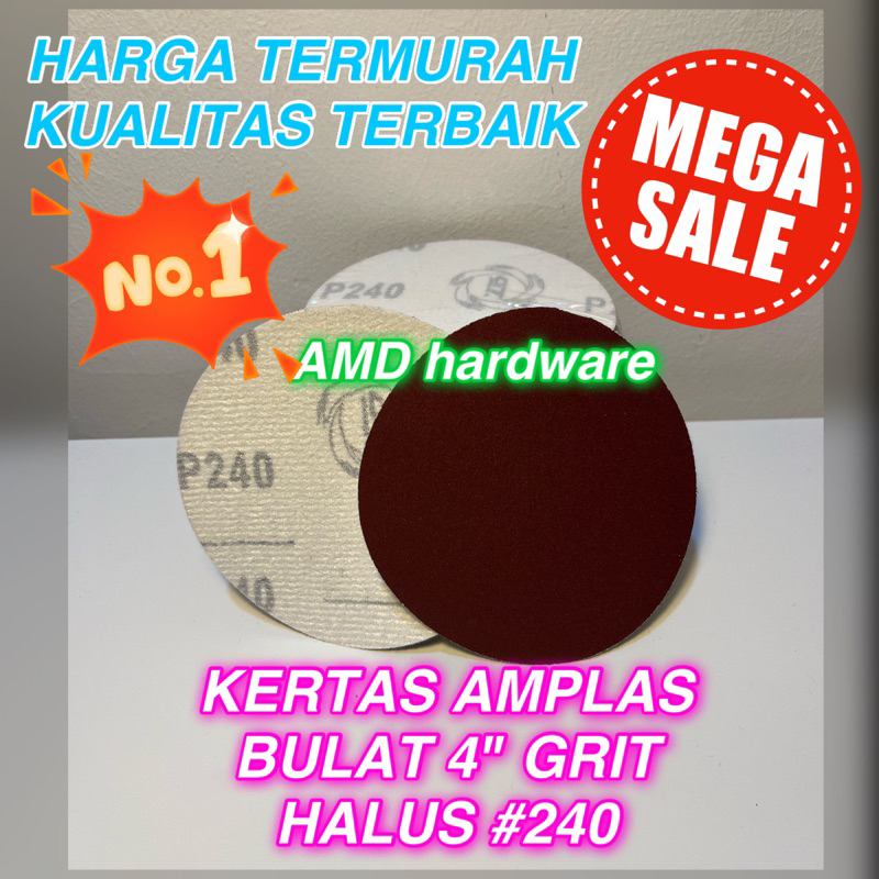 Jual KERTAS AMPLAS BULAT VELCRO 4" inchi Grit 60 100 240 Halus Kasar ...