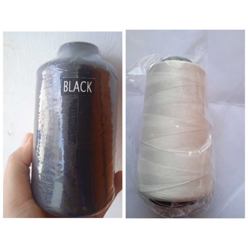 Jual benang jahit hitam putih bw (natural) 40/2 isi 5000 yard | Shopee ...