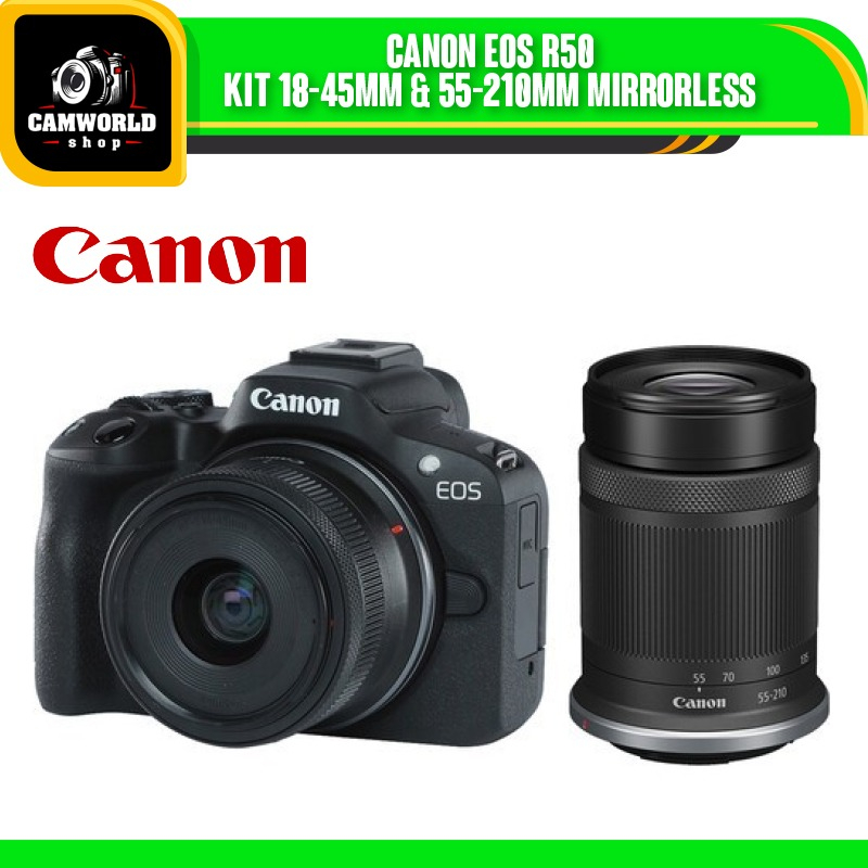 Jual Canon EOS R50 Kit 18-45mm & 55-210mm Mirrorless Camera - Canon R50 ...
