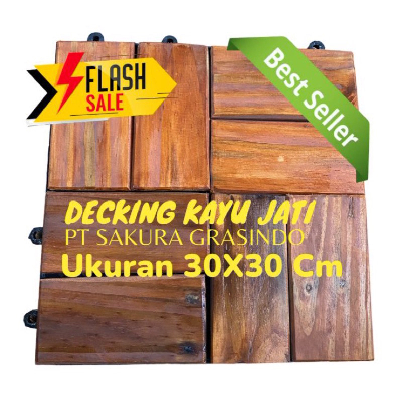 Jual GROSIR LANTAI KAYU - DECKING TILE KAYU JATI UKURAN 30X30 CM ...
