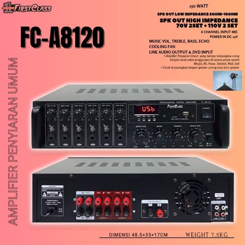 Jual AMPLIFIER AMPLI FIRSTCLASS FCA 8120 FCA8120 FC-A8120 DIGITAL | Shopee Indonesia