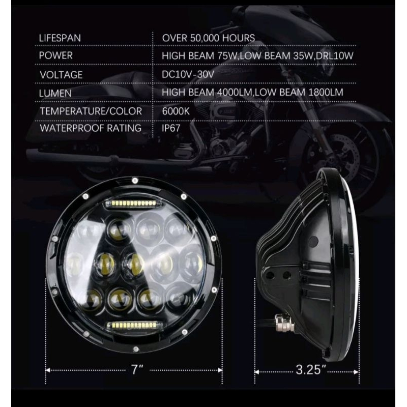 Jual daymaker 7 inch spider 001 jeep 4×4 dot sae offroad harley vixion ...