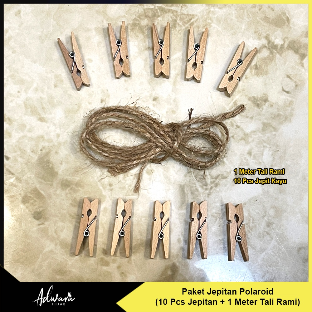Jual Wooden Clip Polos Isi 10 + Tali Rami Panjang 1 Meter (Jepitan Foto ...