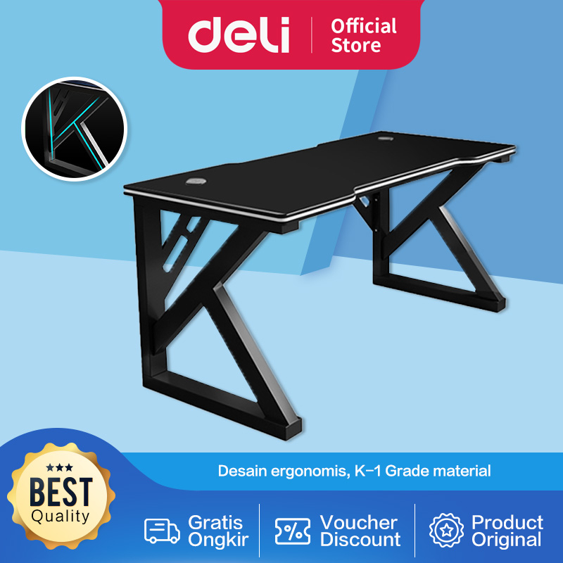 Jual Deli Furniture Meja Gaming / Meja Komputer / Gaming Table Hitam ...