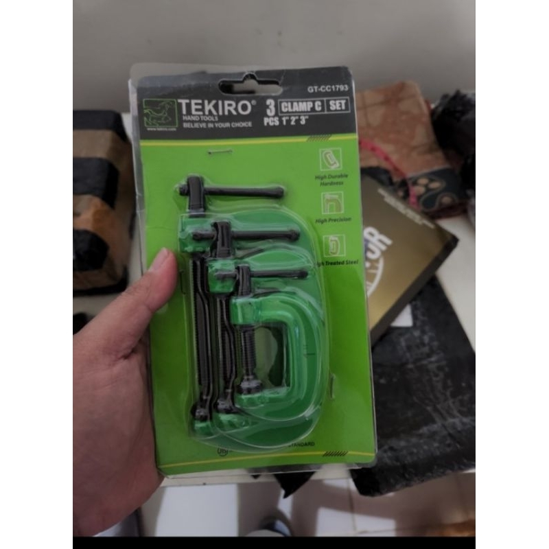 Jual TEKIRO GT-CC1793 clamp C set 3 pcs ukuran 1 2 dan 3 inch klem besi ...