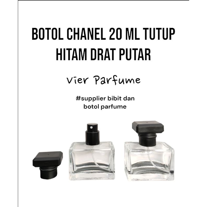 Jual BOTOL KOTAK 20 ML TUTUP HITAM DRAT PUTAR / TRAVEL SIZE / BOTOL ...