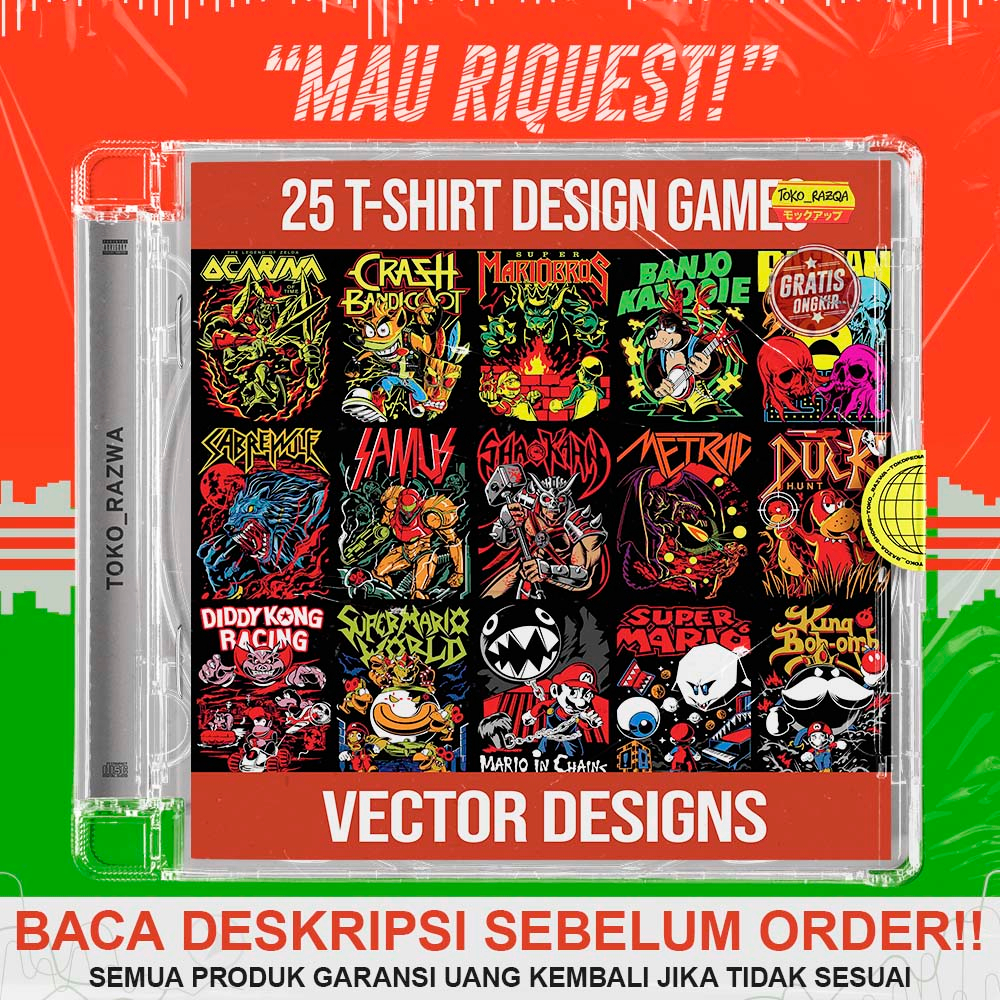 Jual 25 T-Shirt Design Games - Disain Sablon DTF - DTG - STICKER ...