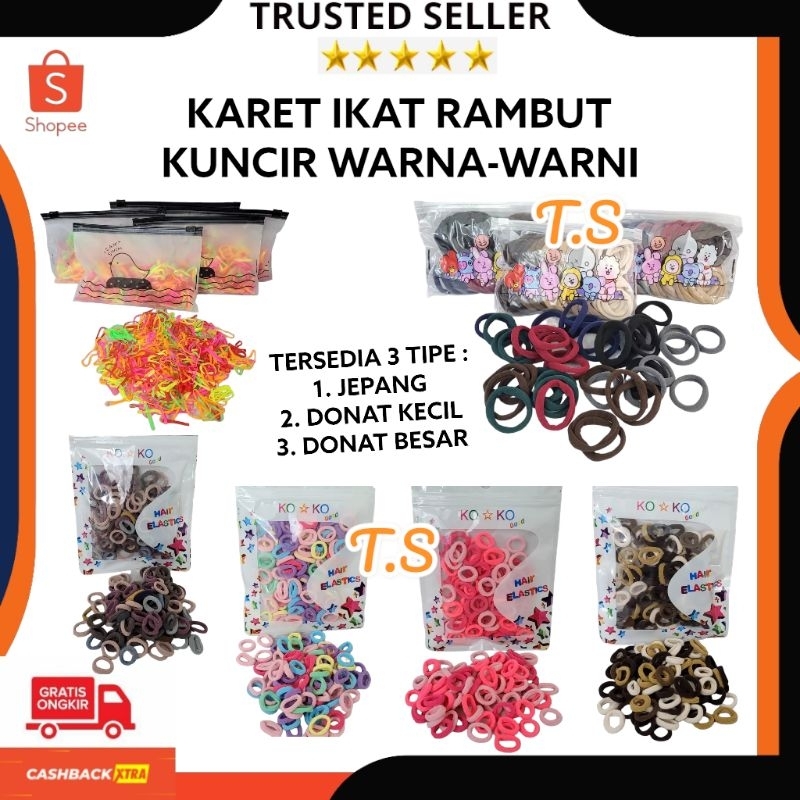 Jual KARET IKAT RAMBUT JEPANG & KARET RAMBUT DONAT WARNA WARNI GELANG ...