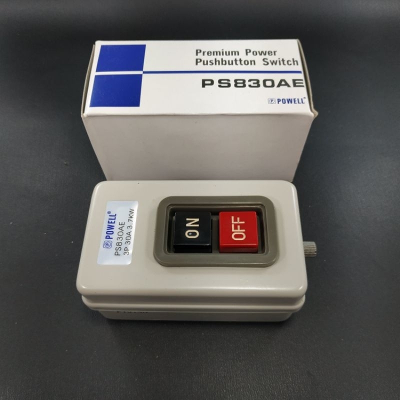 Jual Push Button On Off Powell PS830AE 3P 30A 3.7kw 500V Saklar Mesin ...