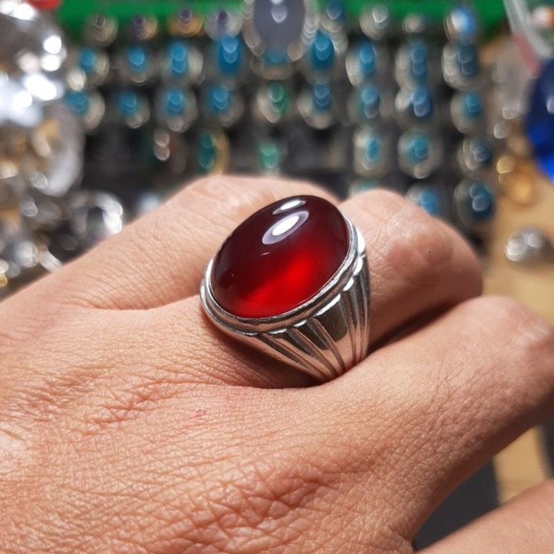 Jual Batu Cincin Red Baron Ring Titanium(dyed) | Shopee Indonesia