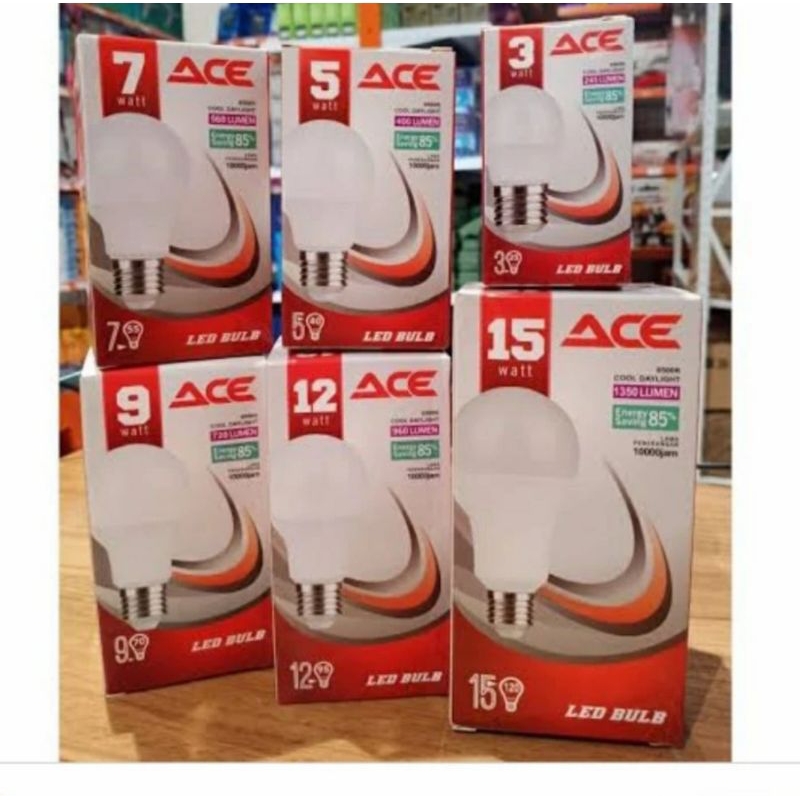 Jual ACE Lampu LED Bulb 3W 5W 7W 9W 12W 15W 18W 24W ACE Capsule Kapsul ...