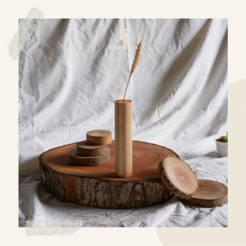 Jual Pajangan dinding dan meja / tabung kayu untuk bunga kering ...