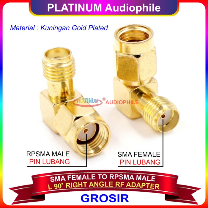 Jual Konektor SMA Female to RPSMA Male L-3 RP-SMA L 90 Right Angle ...