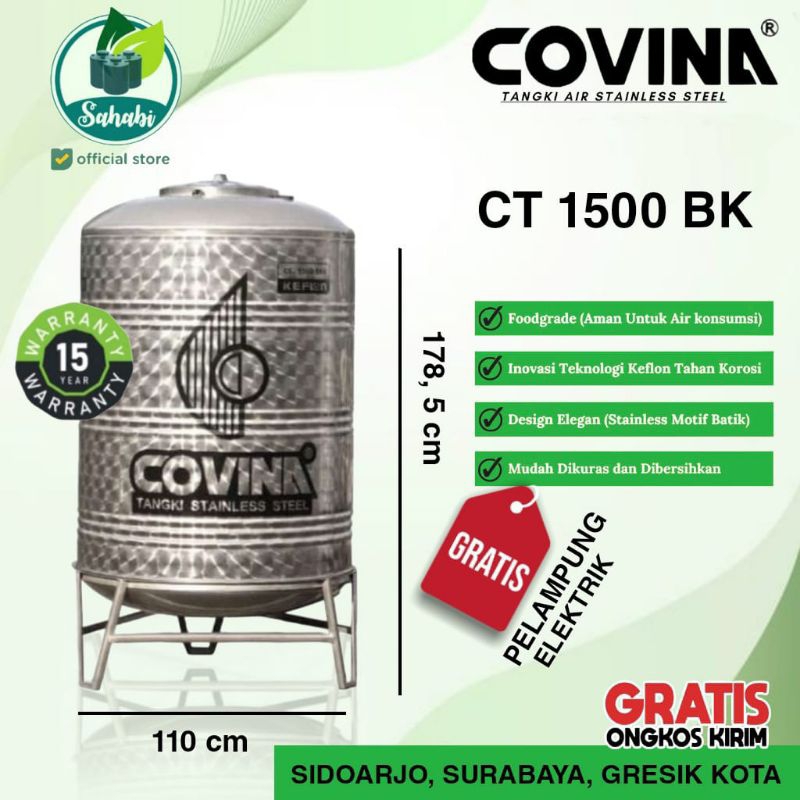 Jual Tandon Air / Tangki Air / Toren Air Murah Stainless COVINA BK-1500 ...