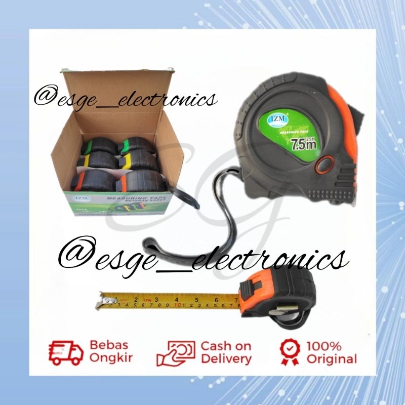 Jual METERAN TUKANG METERAN KARET MEASURING TAPE 7.5 METER METERAN ROLL ...