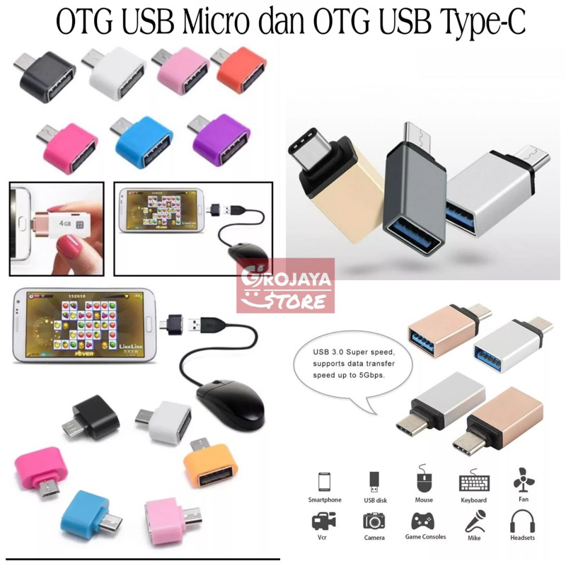 Jual Mini Port OTG Adapter Micro dan Type C USB To Famele Smartphone - Sambungan Flashdisk ke HP ...