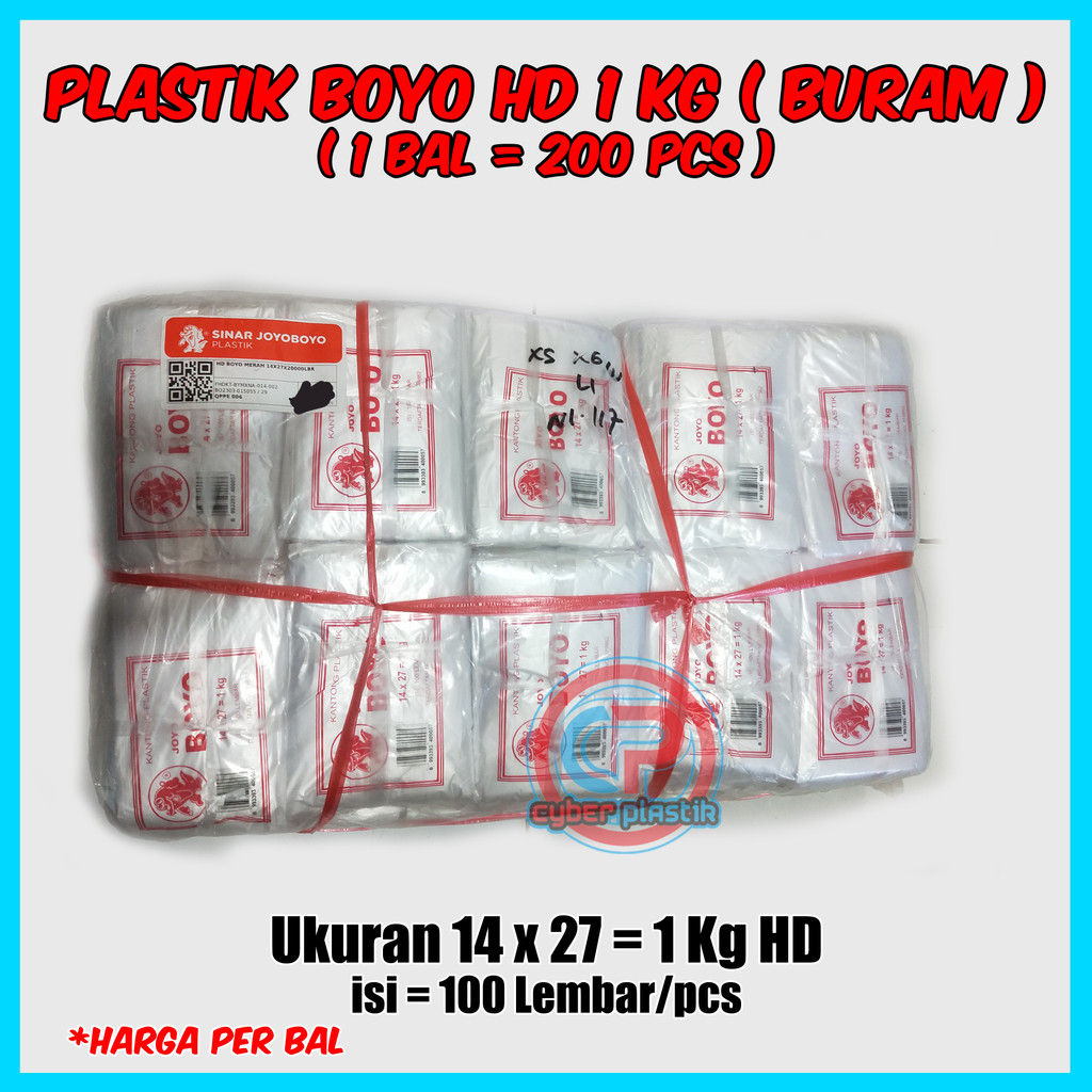 Jual Plastik Boyo HD 1 kg Buram 0,1 (TIPIS) ukuran 14 x 27 = 1 BAL ...