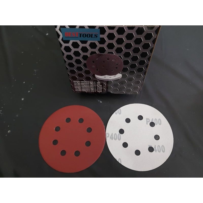 Jual Amplas Bulat 5 inch 8 lubang tempel Sanding Disc Orbital sander ...