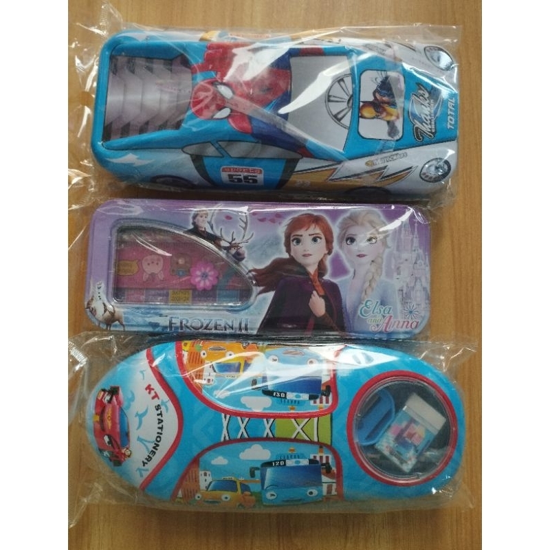 Jual TEMPAT KOTAK TEPAK PENSIL KARAKTER MOBIL FROZEN KALENG/SENG SUSUN ...