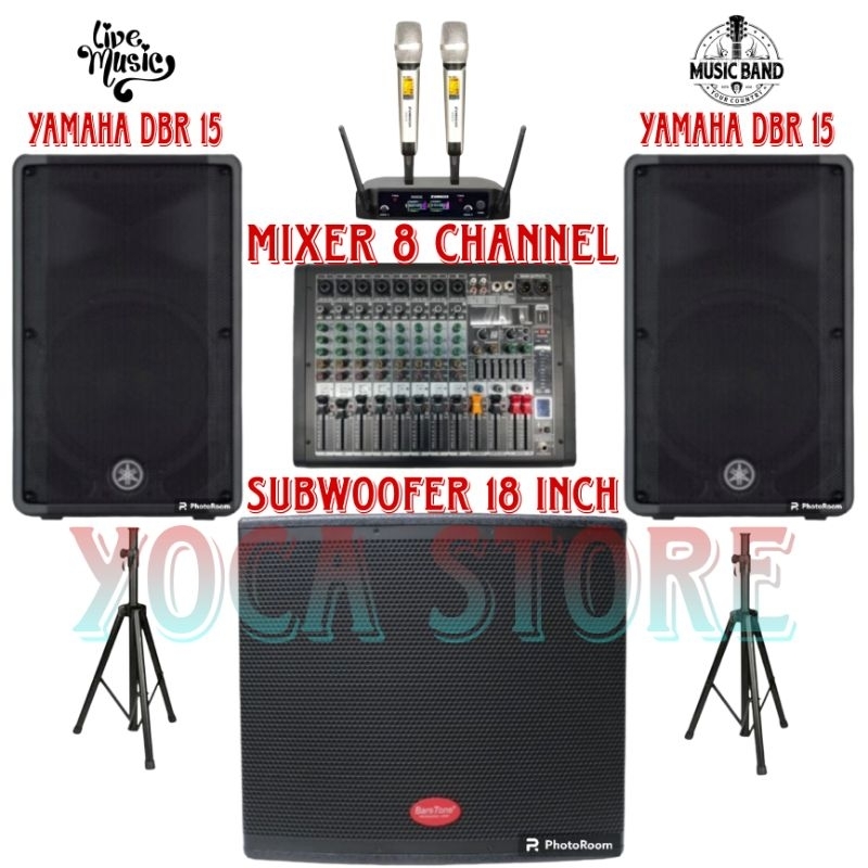 Jual PAKET SOUND YAMAHA DBR 15 SUBWOOFER BARETONE 18 INCH 2 MIC ...
