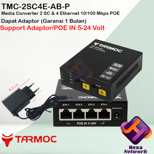 Jual Tarmoc TMC-2SC4E-AB-P | Media Converter 2 FO 4 LAN / 2FO 4LAN 2 SC(AB) 4 RJ45 100M POE-in ...