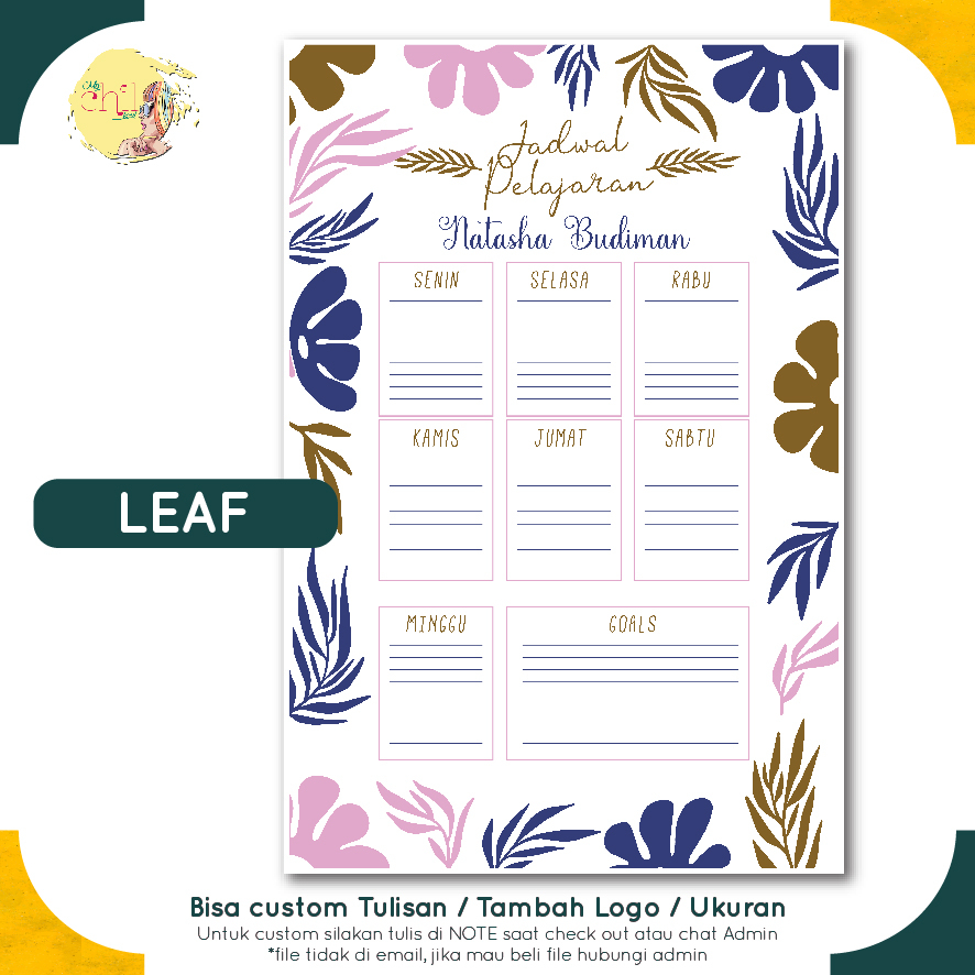 Jual JADWAL PELAJARAN WIPE CLEAN CUSTOM BISA TAMBAH NAMA ANAK, KELAS & NAMA SEKOLAH/ SCHOOL ...