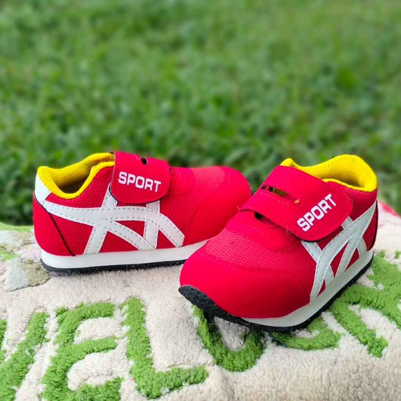 Jual SEPATU SNEAKERS ANAK ASIC SPORT MERAH PUTIH | Shopee Indonesia