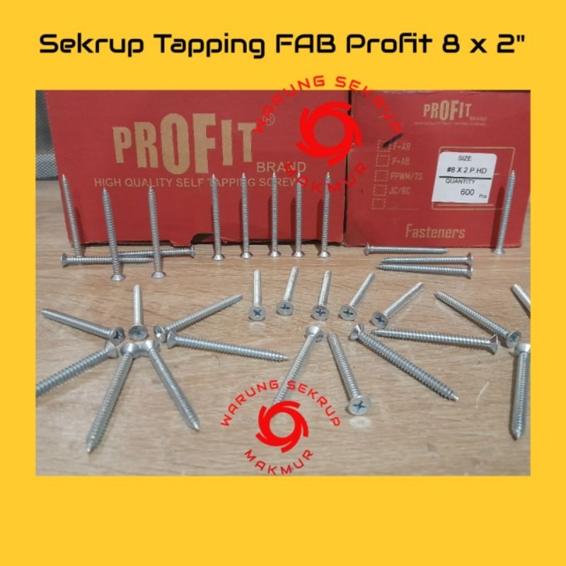 Jual (100 pcs) Sekrup FH #8x2" / Self Tapping Screw F+AB (5CM) | Shopee ...