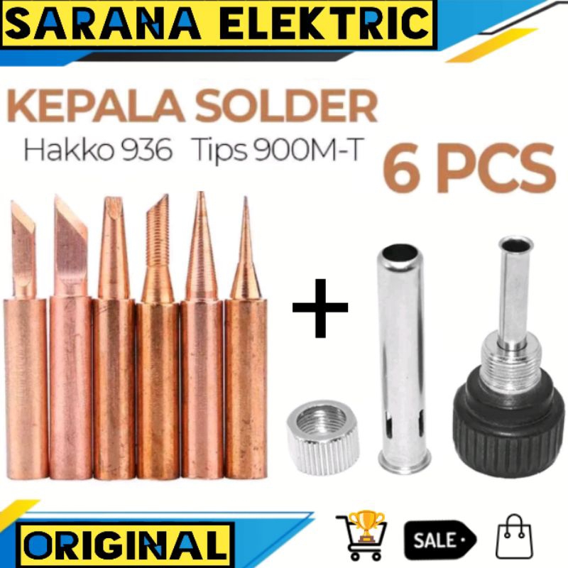 Jual KEPALA SOLDER 6PCS 5 IN 1 900M T SOLDERING IRON HAKKO 936 ...