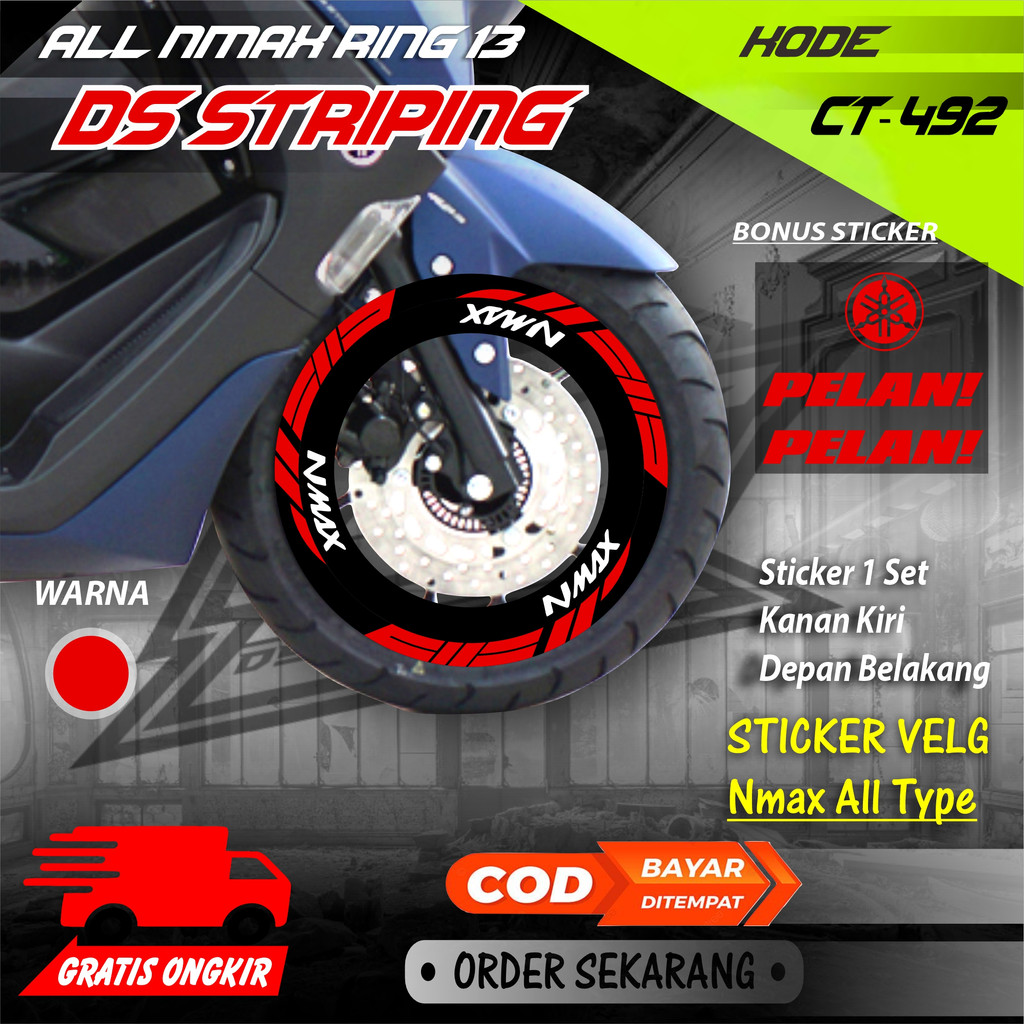 Jual Ct-492 Stiker Cutting Pelek motor variasi Nmax Ring 13 | Shopee ...