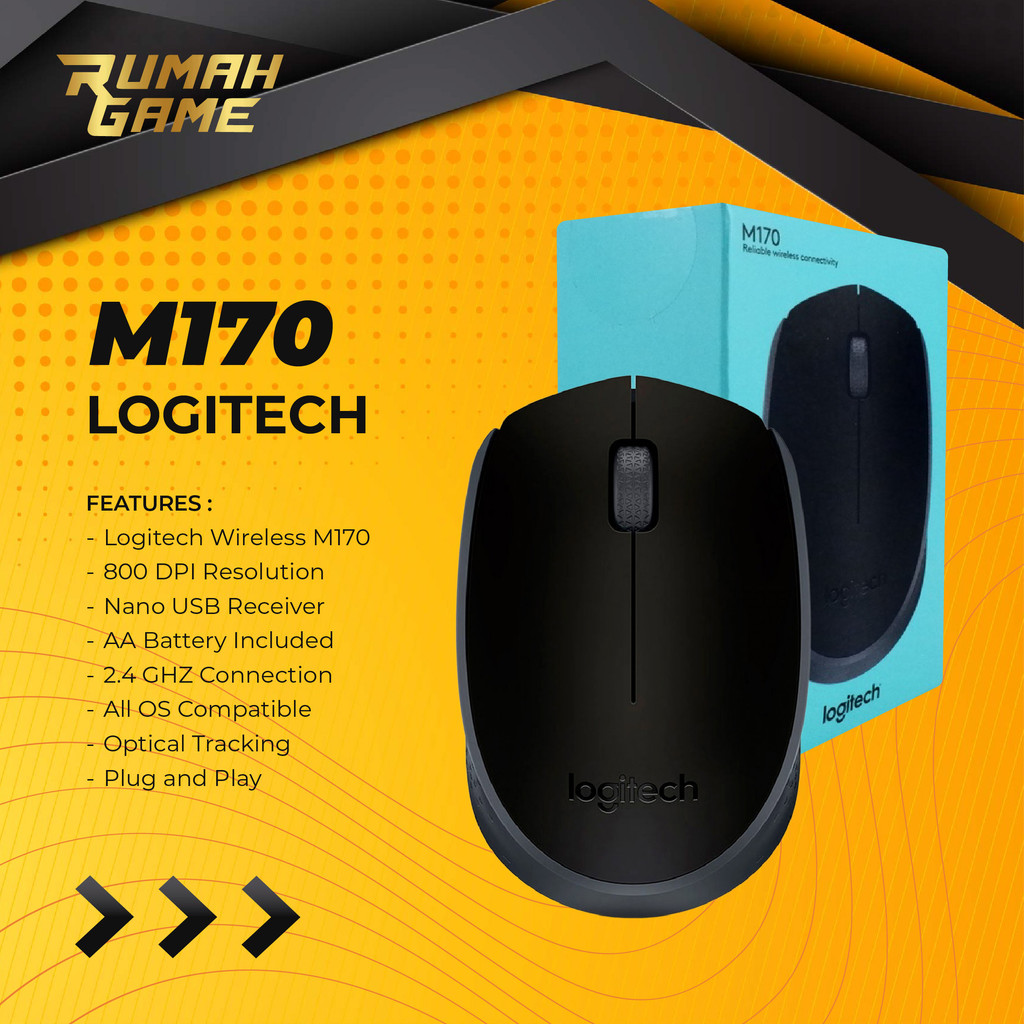 Jual Mouse Wireless Logitech M170 Original Hitam Polos | Shopee Indonesia