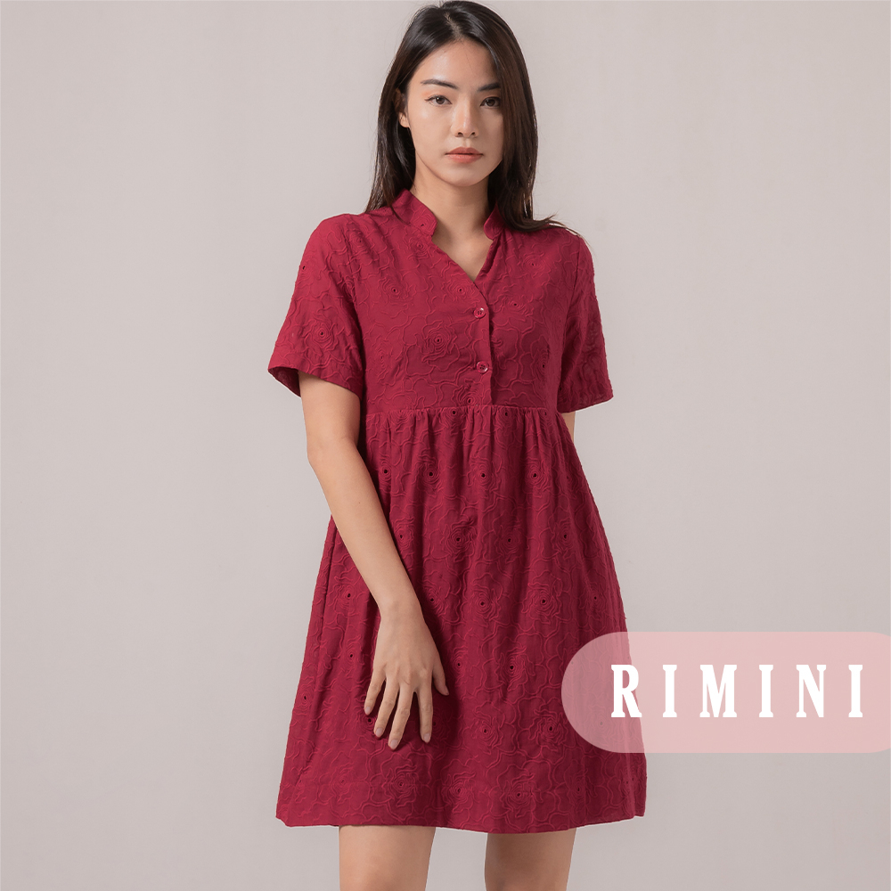 Jual RIMINI - Dress Wanita Gaun Dinner Lengan Pendek Bruklat Vneck xs ...