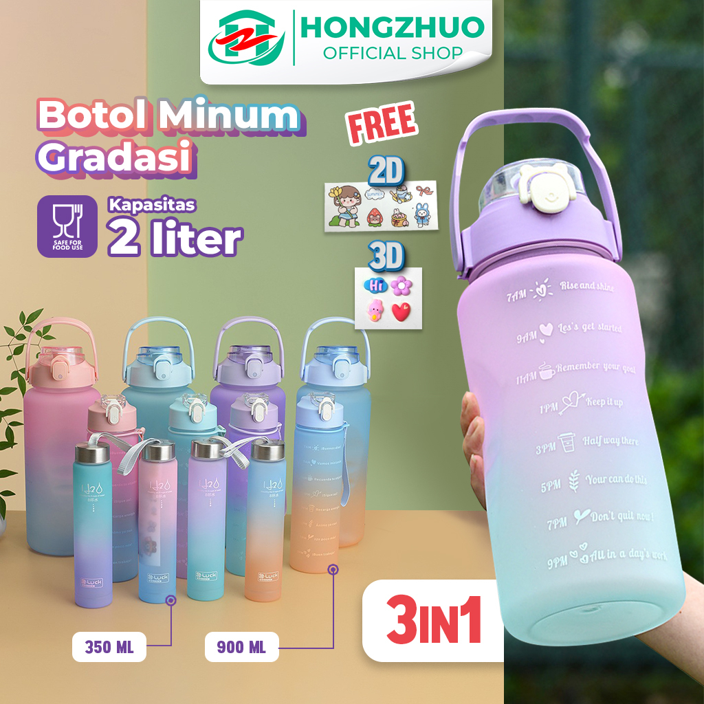 Jual Hongzhuo Botol Minum Motivasi 3n1 kapasitas 350ml 900ml dan 2000ml ...