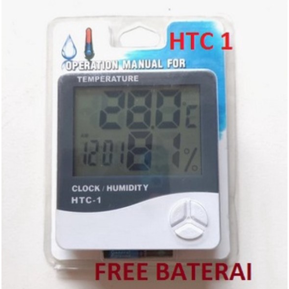 Jual HTC-1 Hygrometer Termometer Ruangan Digital Jam Thermometer Indoor ...